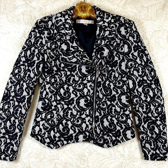 Boston Proper | Jackets & Coats | Boston Proper White Black Lace Moto ...